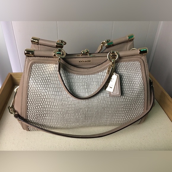 Coach | Bags | Coach Madison Pinnacle Python Carrie Satchel In Blush ...